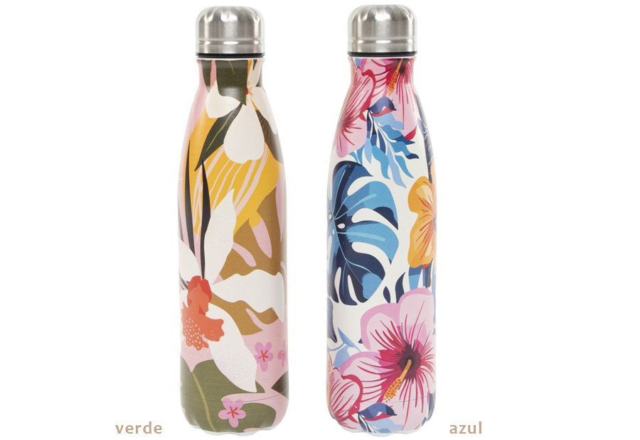 Botella Aluminio Acero Inox. D'CASA 500ml Tropical 2676219-20 | Tresfan ...